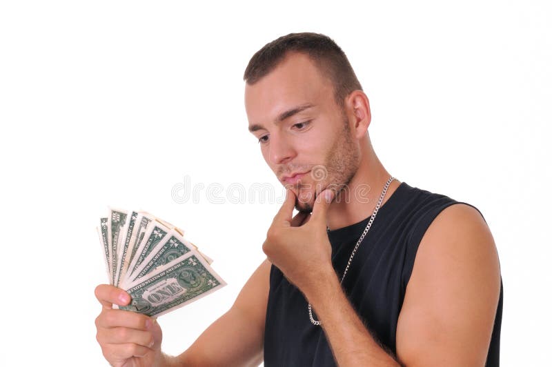 Man with money stock image. Image of adult, studio, look - 12344171
