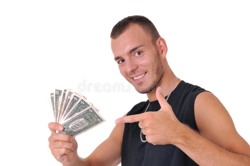 Man with money stock image. Image of money, studio, handsome - 12344179