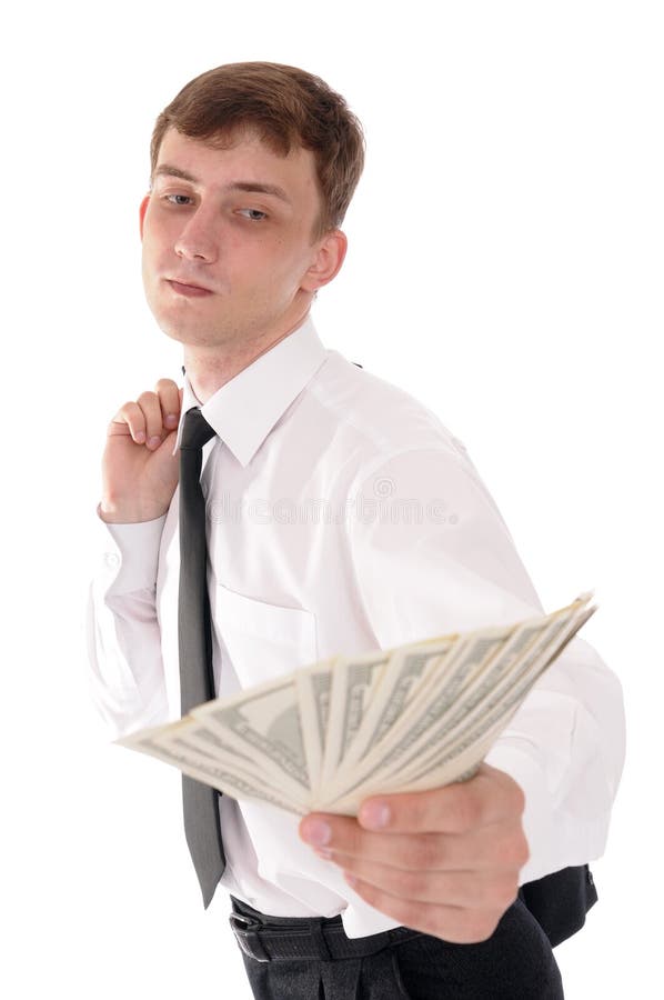 Man with money stock image. Image of note, white, rich - 12747843