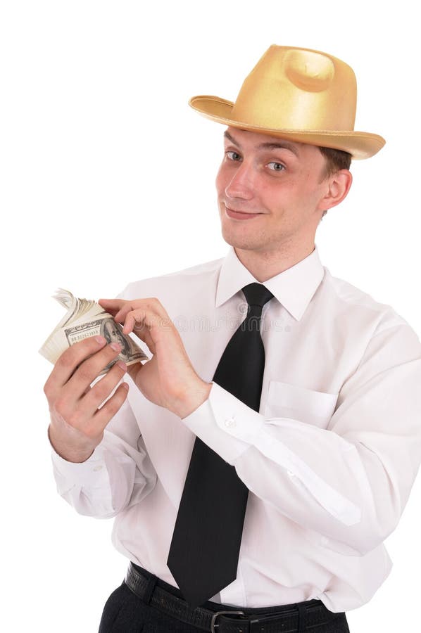 Man with money stock photo. Image of hold, white, gold - 12747956