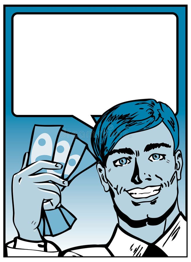 Man with Money Talking stock illustration. Illustration of banner ...