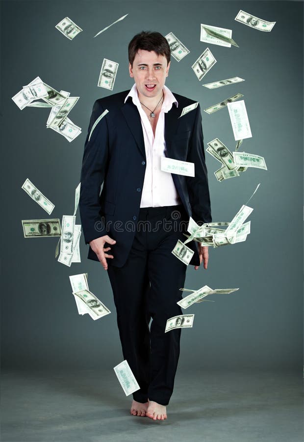 Man and money stock photo. Image of arms, happy, flying - 19195720