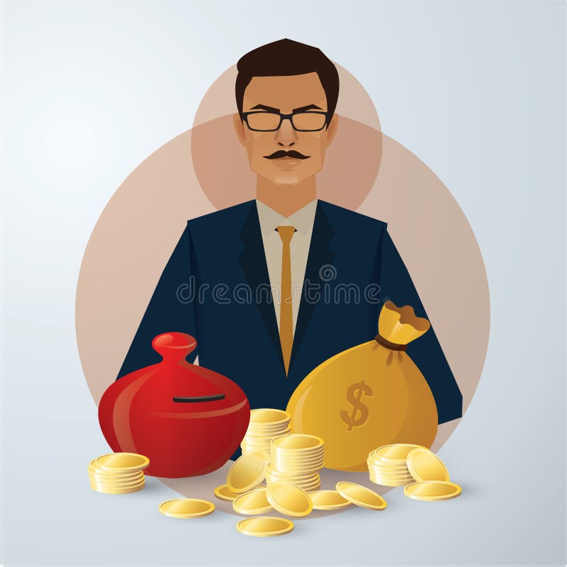 Man with Money. Vector Illustration Decorative Design Stock Vector ...