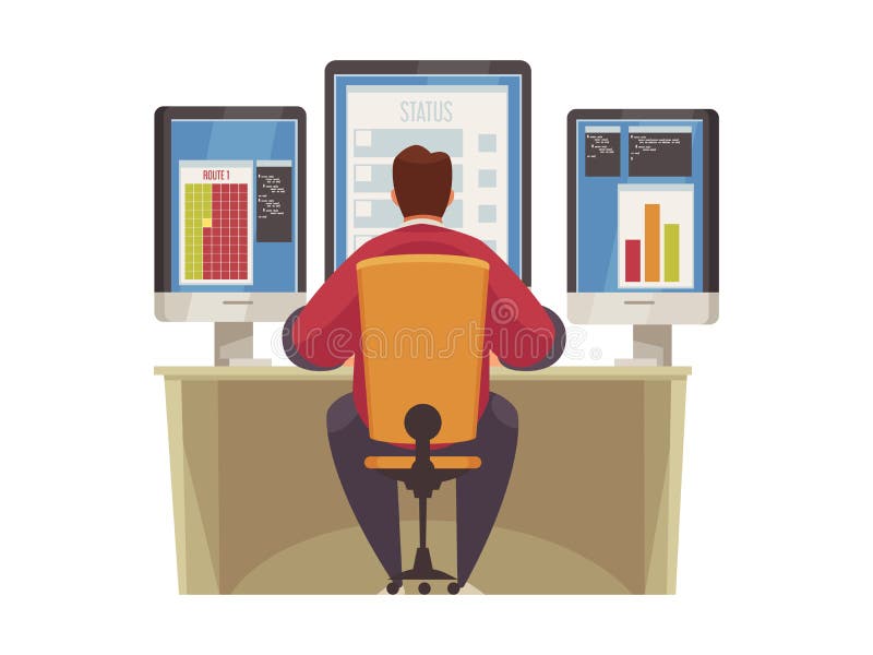 Man Monitoring Illustration Stock Vector - Illustration of graph ...