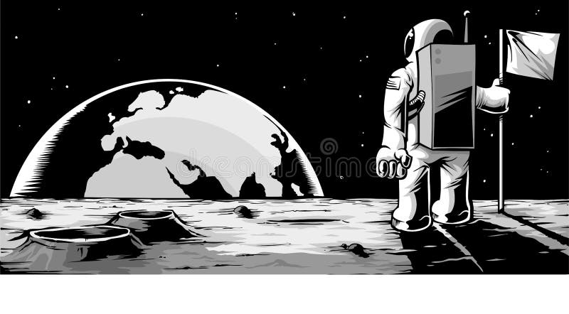 Man on the Moon stock illustration. Illustration of world - 32679600