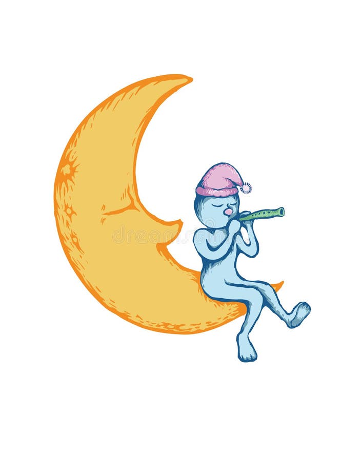 Sleeping Man In The Moon Clipart