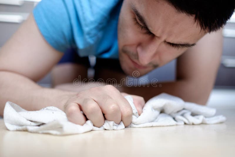 Man mopping the floor stock image. Image of cleaner, dust - 71622607