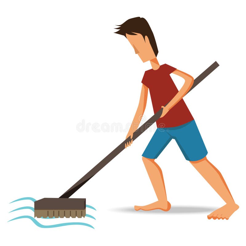 Man Mopping. Vector Illustration Decorative Design Stock Vector ...
