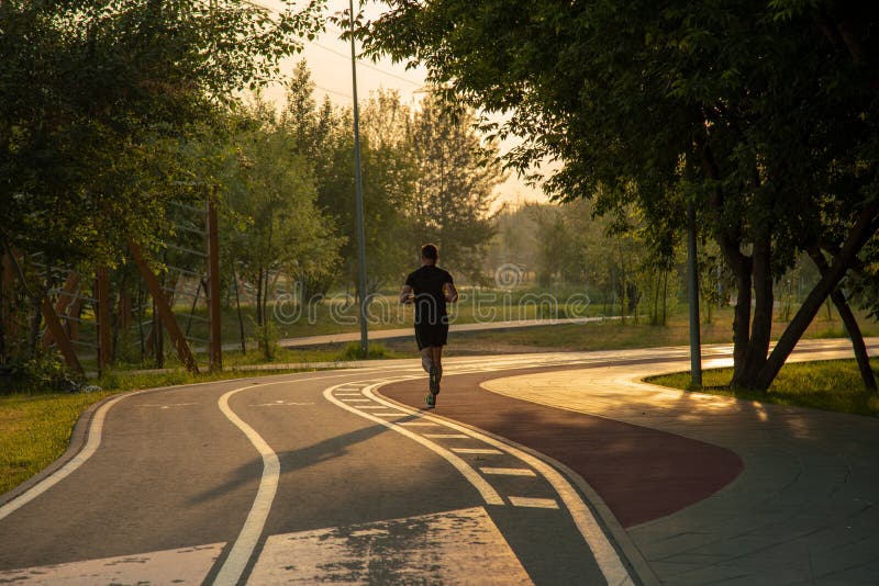 Morning run in the Park stock image. Image of spring - 180591677