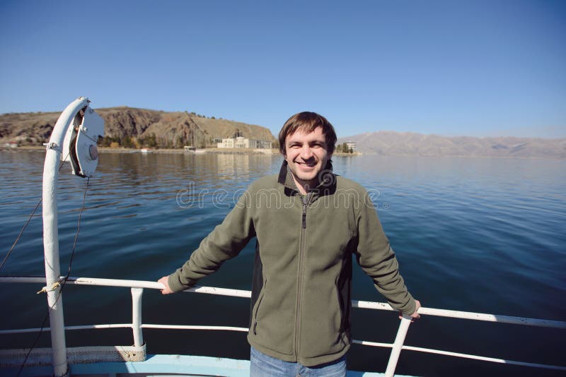 Man on Motor Boat stock image. Image of portrait, motor - 40635793