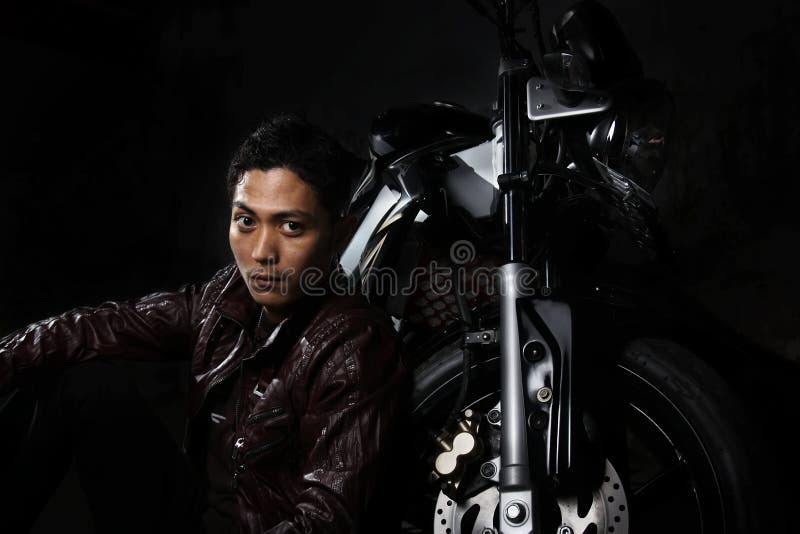 Man and motorcycle stock image. Image of person, masculine - 11039229