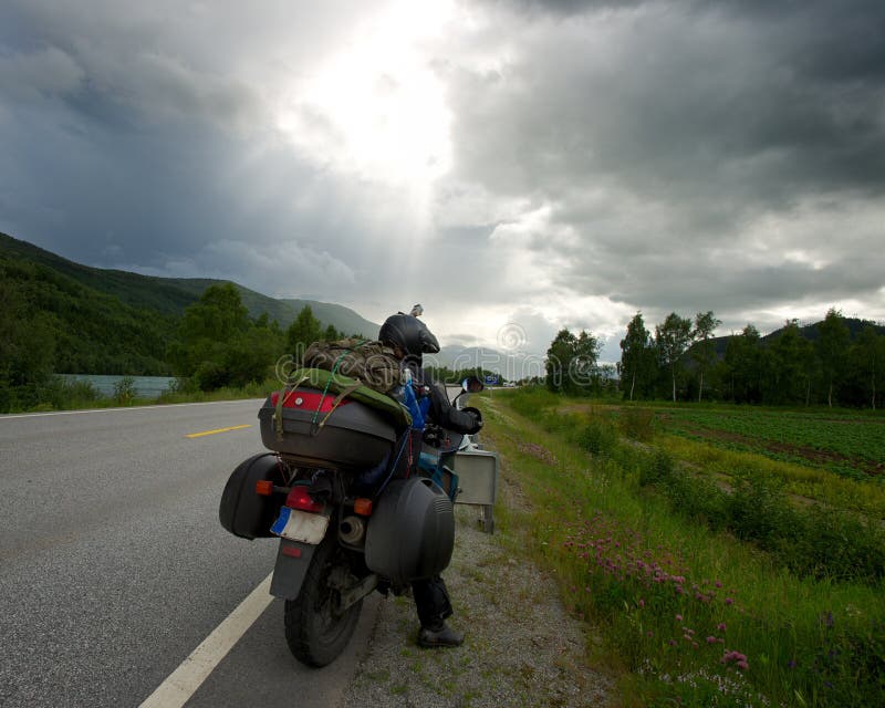 Man on Motorcycle on the Road Stock Photo - Image of motor, mountain ...