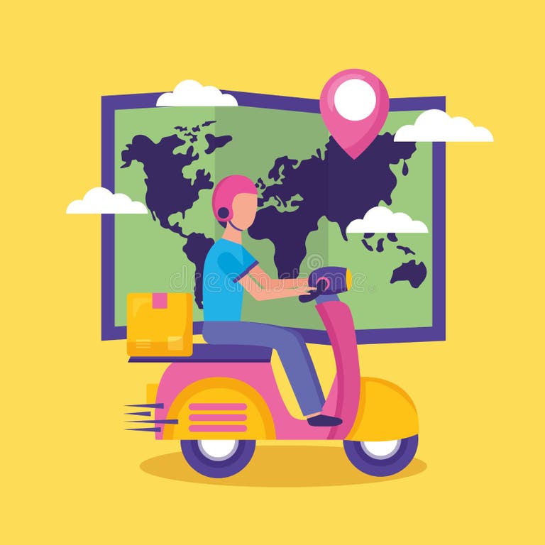 Man fast delivery stock illustration. Illustration of pizza - 146582708