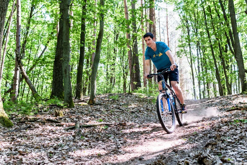 Man on Mountain Bike Bicycle Stock Image - Image of active, woods: 59102383