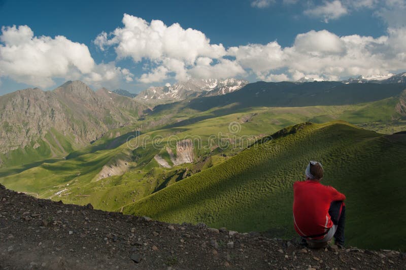 Man and mountain landscape stock image. Image of freedom - 19851399