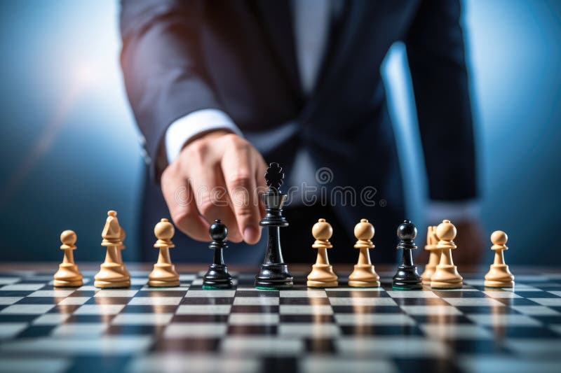 Man Move Chess Figure on Chessboard. Generative AI Stock Illustration ...