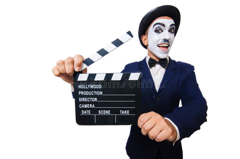 Man with movie clapper stock image. Image of blackboard - 34469129