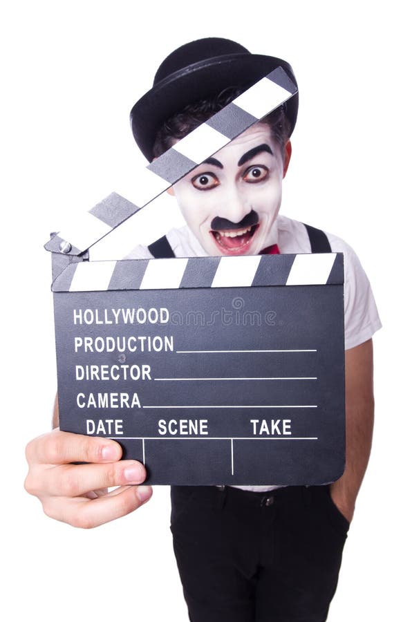 Man with movie clapper stock photo. Image of comedian - 34469362