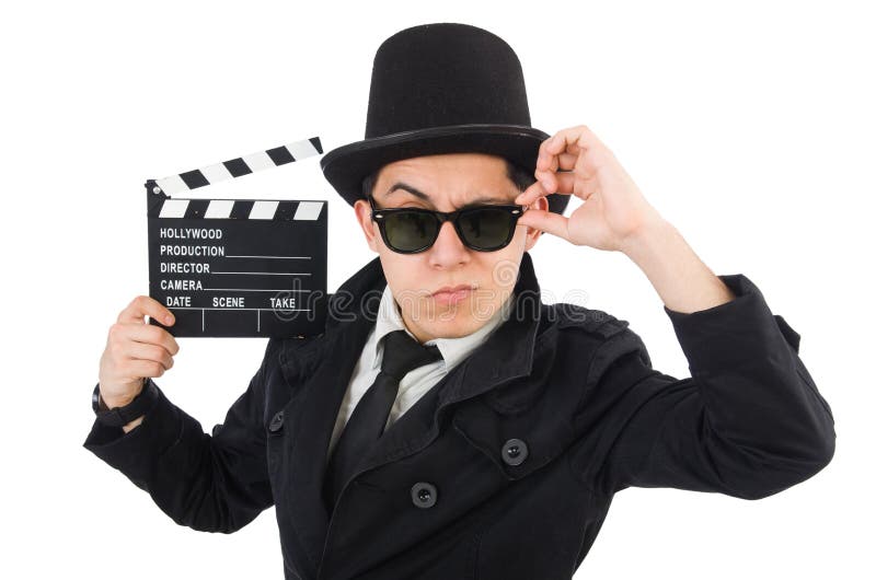 Man with Movie Clapper Isolated Stock Image - Image of cinema ...