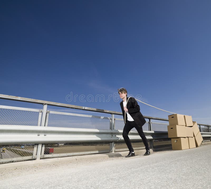 Man with Moving Boxes stock image. Image of landscape - 13956137