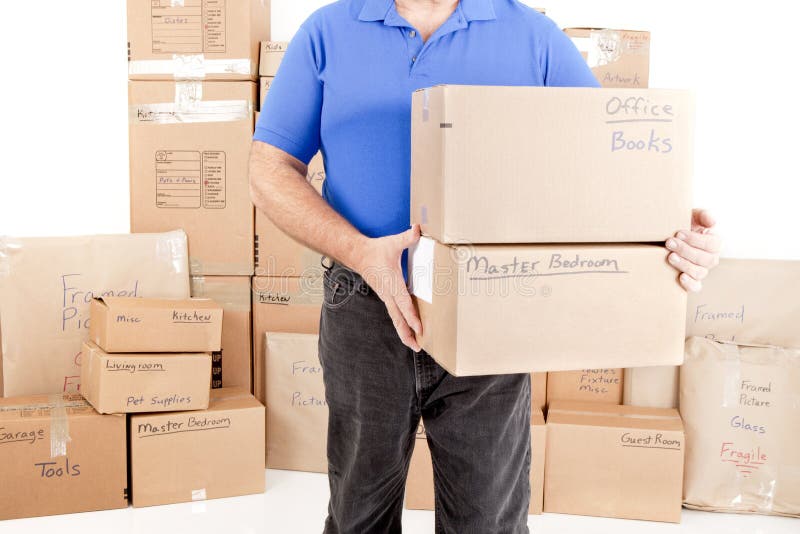 Man moving boxes. stock image. Image of package, carton - 51693737