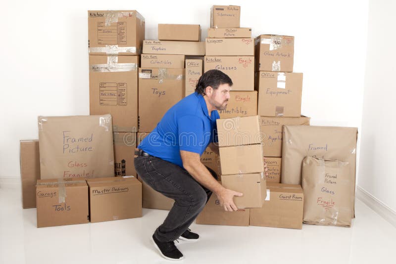 120 Man Picking Up Carton Package Stock Photos - Free & Royalty-Free ...