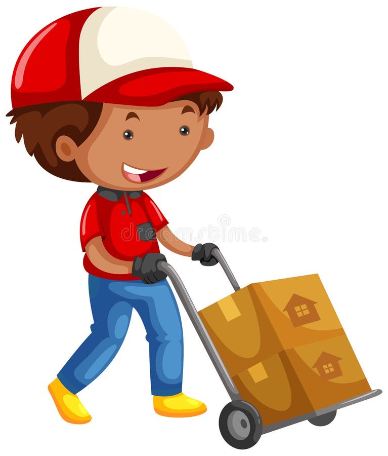 Moving Boxes in Front of House Stock Illustration - Illustration of ...