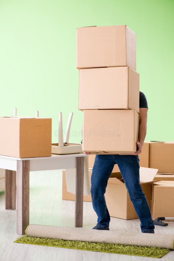 The Man Moving House with Boxes Stock Photo - Image of moving ...