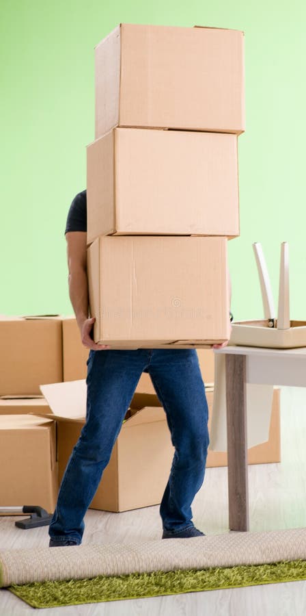 Man Moving House with Boxes Stock Photo - Image of effects, delivery ...