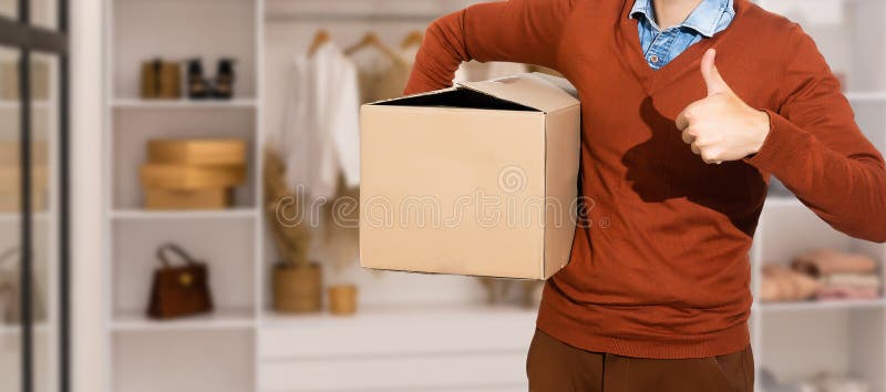 Man Moving To a New Home with Box Stock Image - Image of stack, glad ...