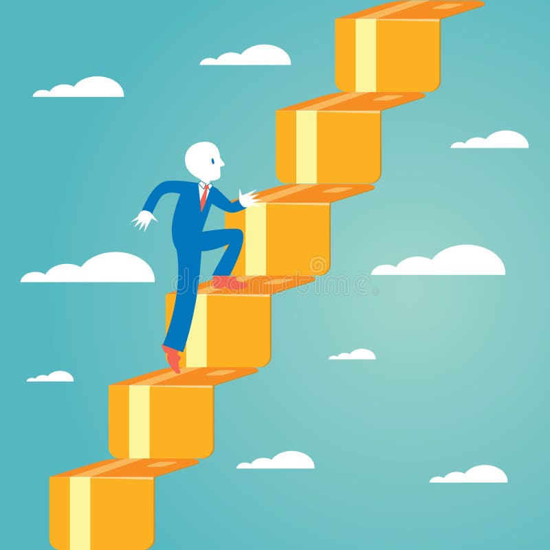 Man Moving Up on Stairs. Vector Illustration Decorative Design Stock ...