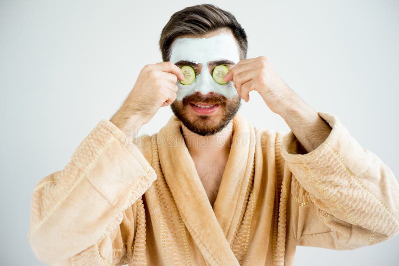 Man with a mud mask stock photo. Image of bathtowel, luxury - 96380572