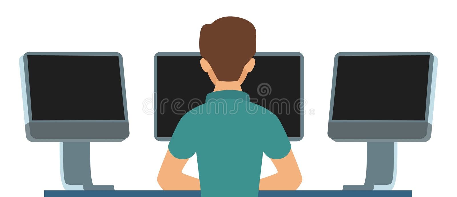 Programmer, Computer Expert Man Silhouette. Stock Illustration - Illustration of robot, coder ...