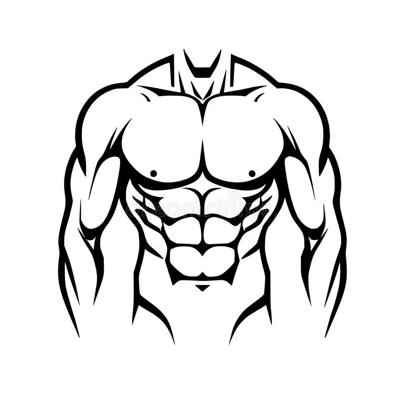A Man with a Muscular Body and a Large Chest Stock Illustration ...
