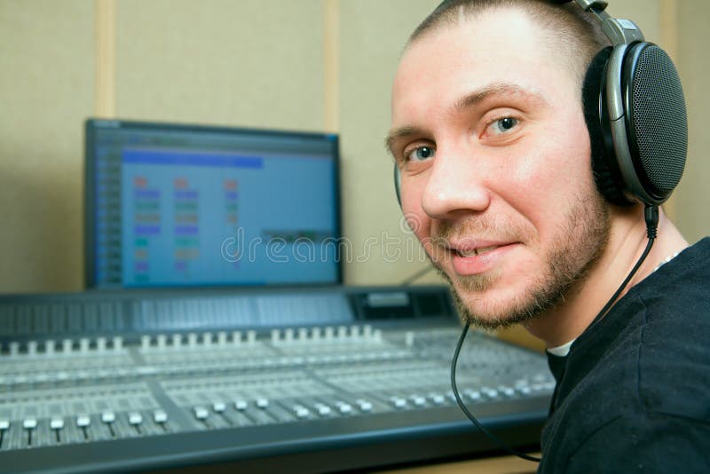 Man in the music studio stock photo. Image of control - 9395066