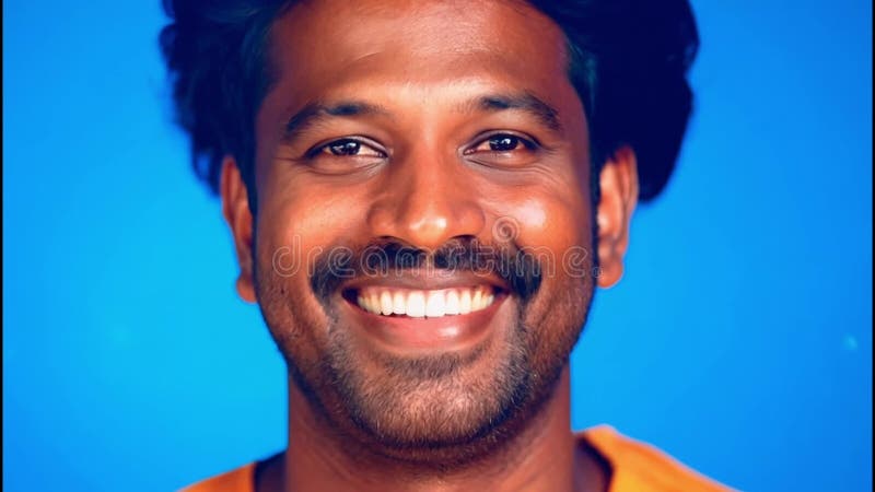 A Man with a Mustache and a Smile is Smiling at the Camera Stock ...