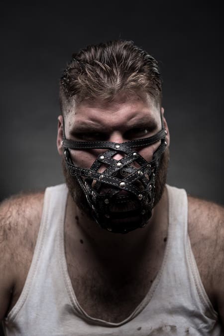 Man in muzzle stock image. Image of bandage, aegis, leather - 51405607