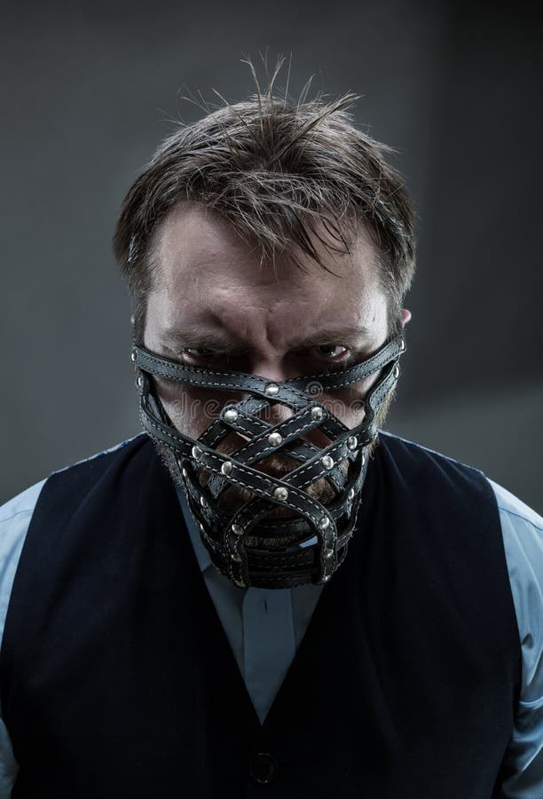 Man in muzzle stock photo. Image of gray, killer, aggression - 53053646