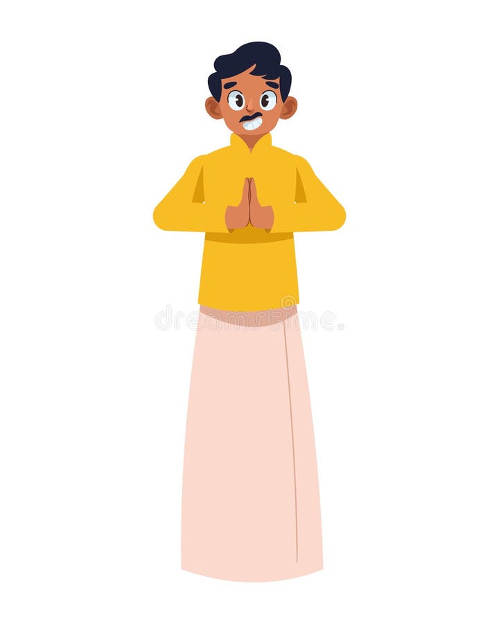 Man in Namaste Gesture of Hands Stock Vector - Illustration of ...