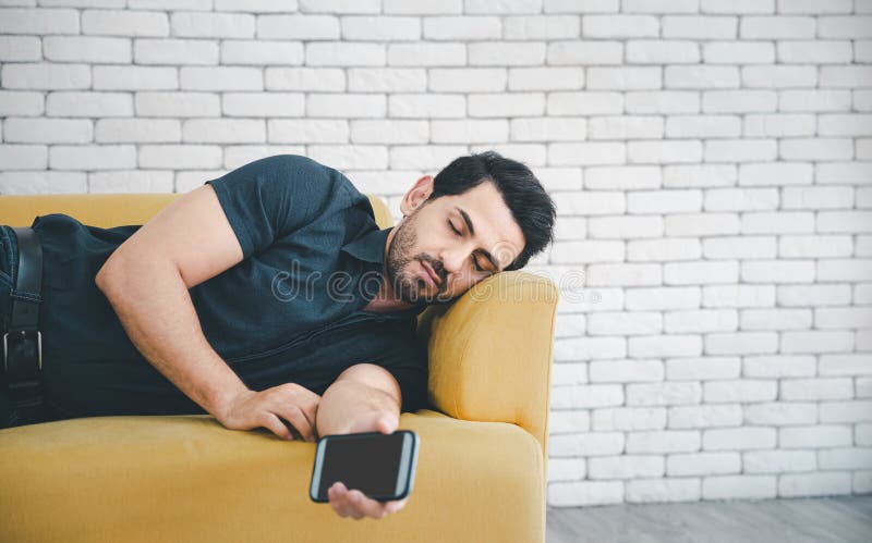 Man Napping with Smart Phone Stock Photo - Image of male, lifestyle ...