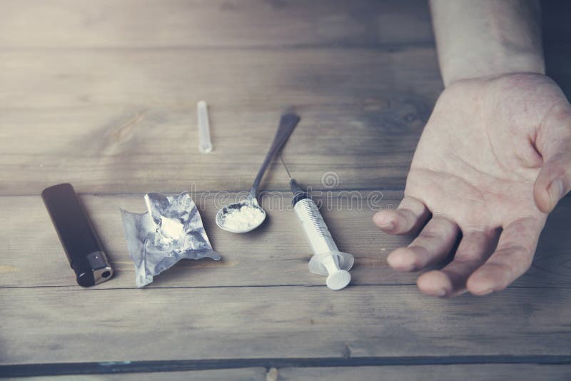 Man, Narcotic and Syringe stock image. Image of drug - 108101013