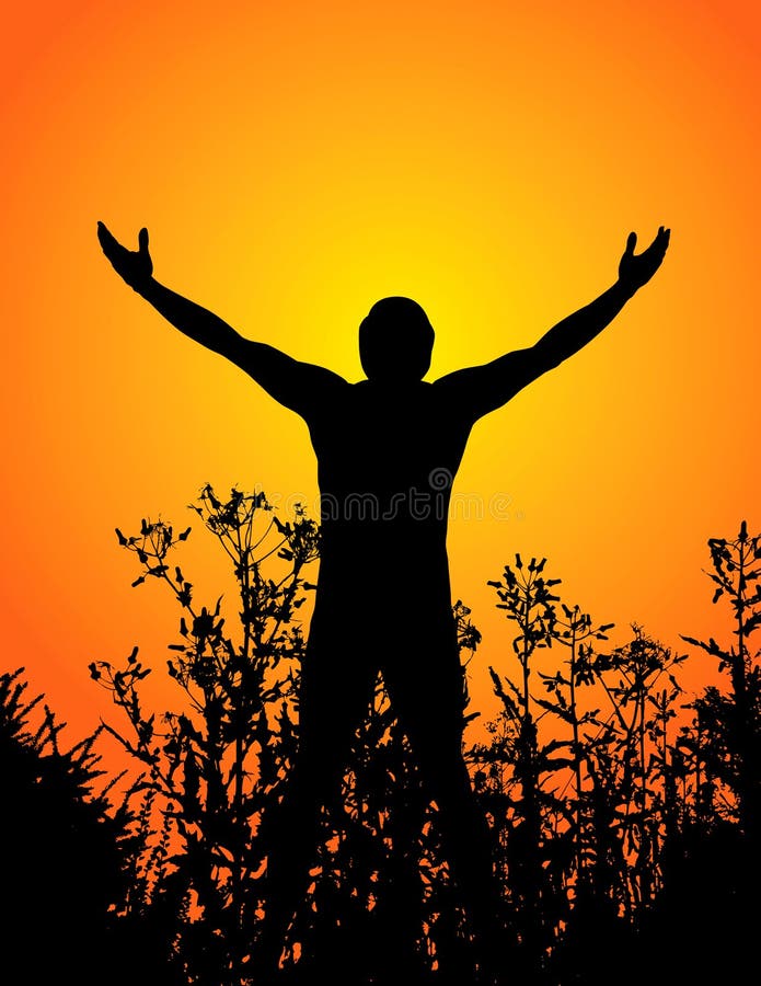 Man and Nature stock vector. Illustration of hand, standing - 4980725