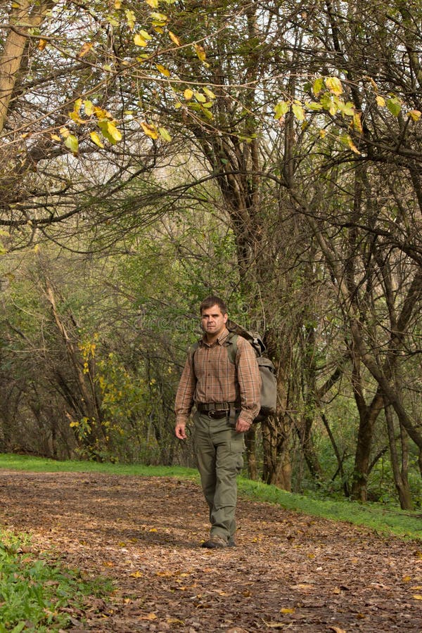 Man in Nature with Backpack - Portrait Stock Image - Image of portrait ...