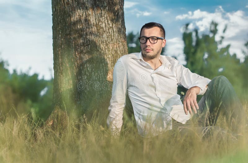 Man in nature stock image. Image of copyspace, daylight - 55130561