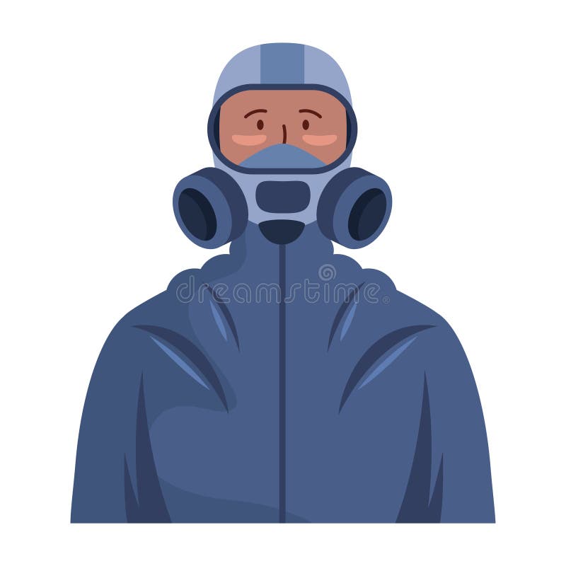 Man in Navy Blue Gas Mask Illustration Stock Vector - Illustration of ...