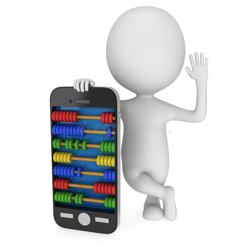 Man Near Smartphone with Abacus Stock Illustration - Illustration of ...