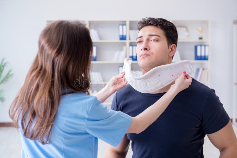 The Man with Neck Injury Visiting Doctor for Check-up Stock Image ...