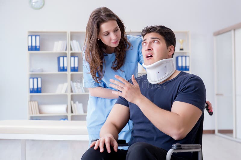 The Man with Neck Injury Visiting Doctor for Check-up Stock Photo ...