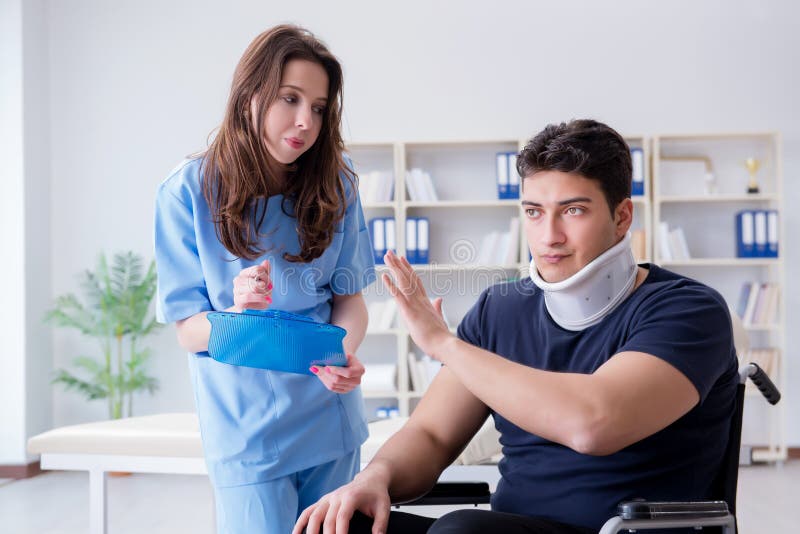 The Man with Neck Injury Visiting Doctor for Check-up Stock Image ...