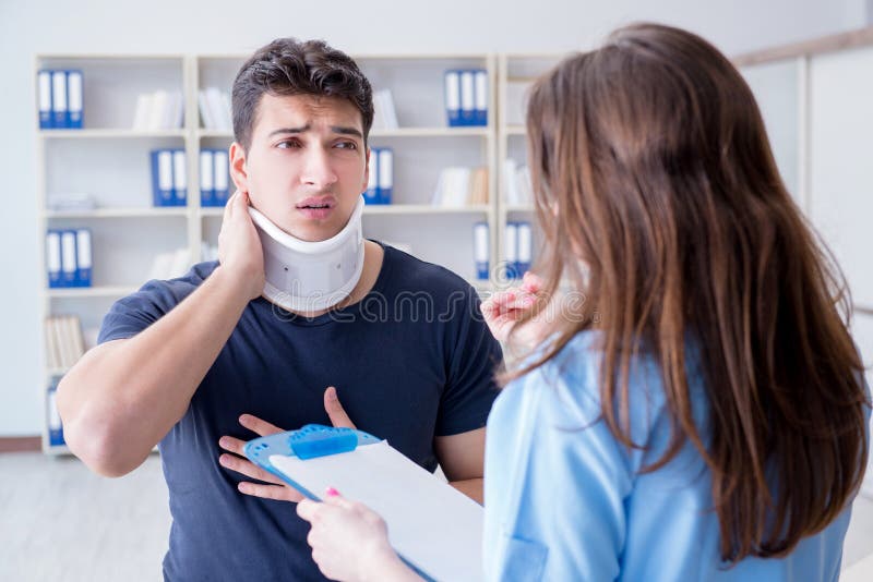 The Man with Neck Injury Visiting Doctor for Check-up Stock Image ...